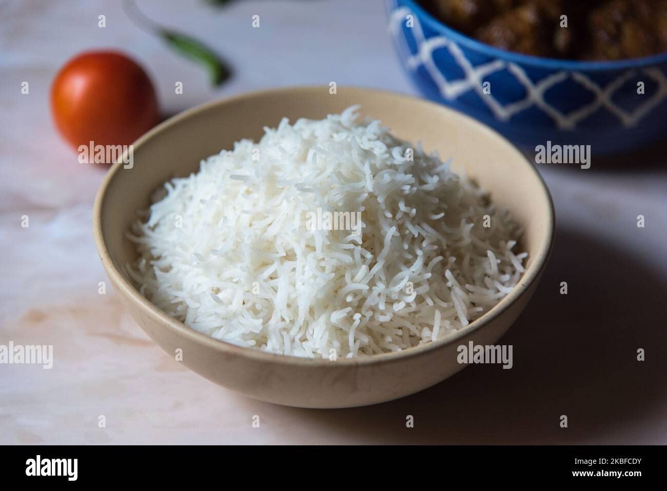 Indian meal steamed rice Stock Photo - Alamy