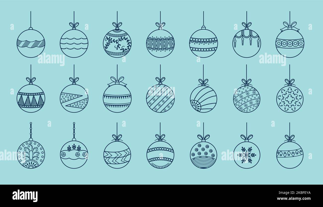 set of christmas ball design in line style Stock Vector Image & Art - Alamy