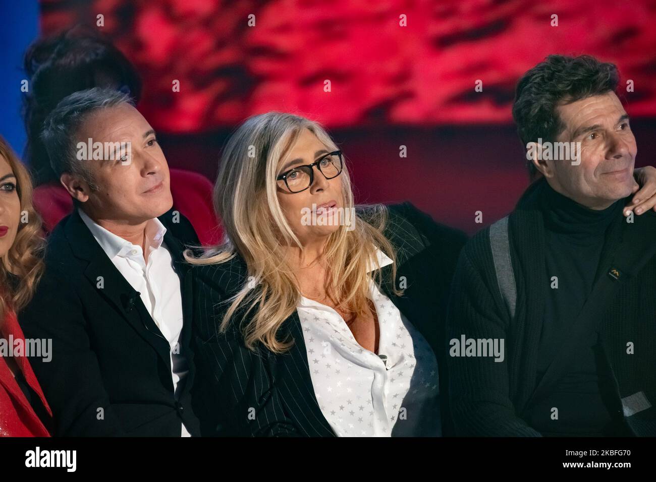 Pierluigi Diaco with Mara Venier and Claudio Rego during the TV show ...