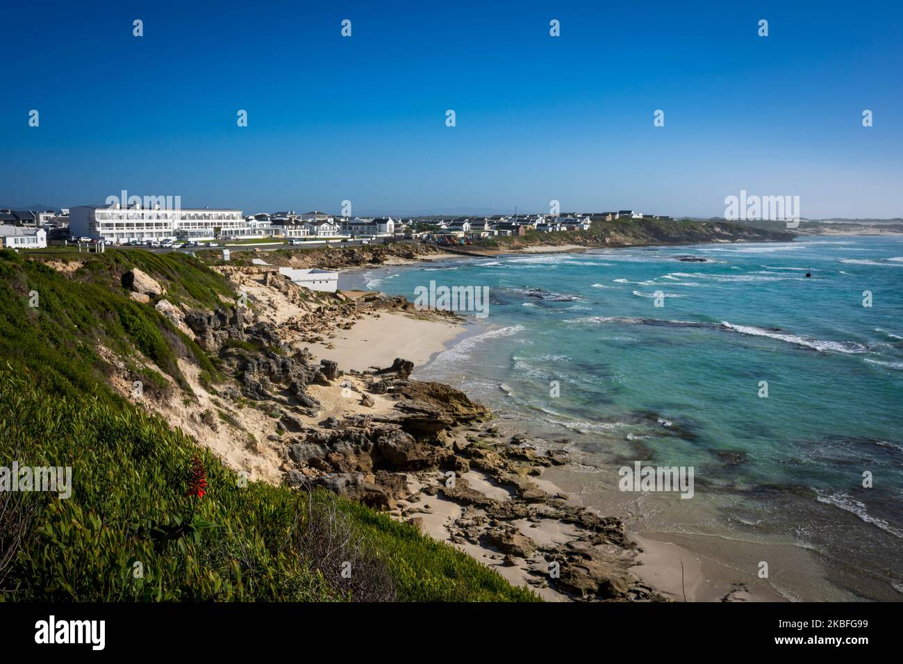 Scenic view of Arniston village and rugged coastline, Overberg region ...