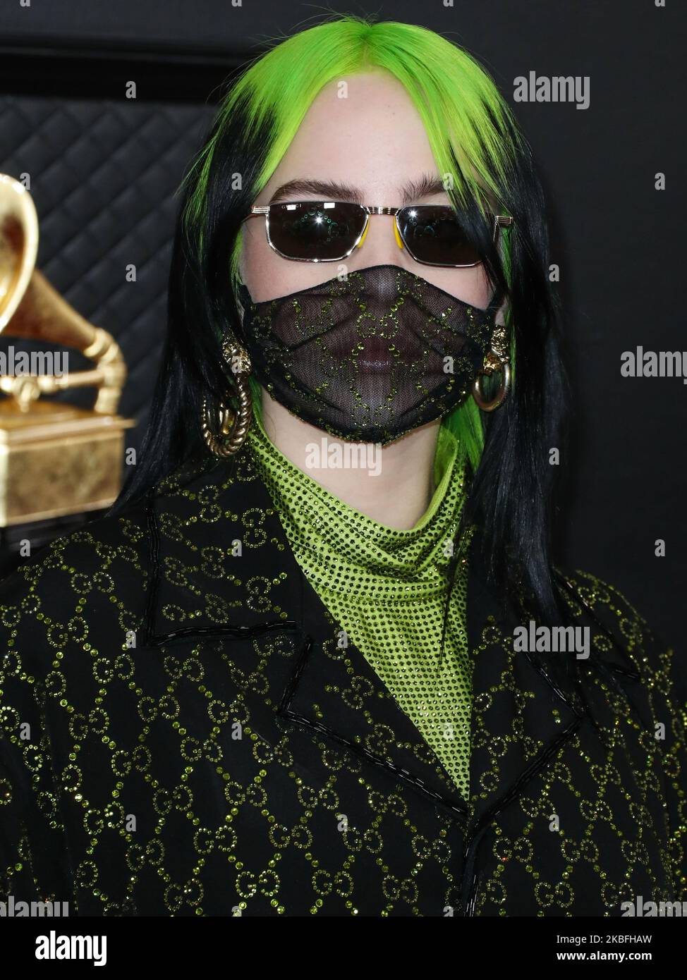 LOS ANGELES, CALIFORNIA, USA - JANUARY 26: Singer Billie Eilish wearing ...