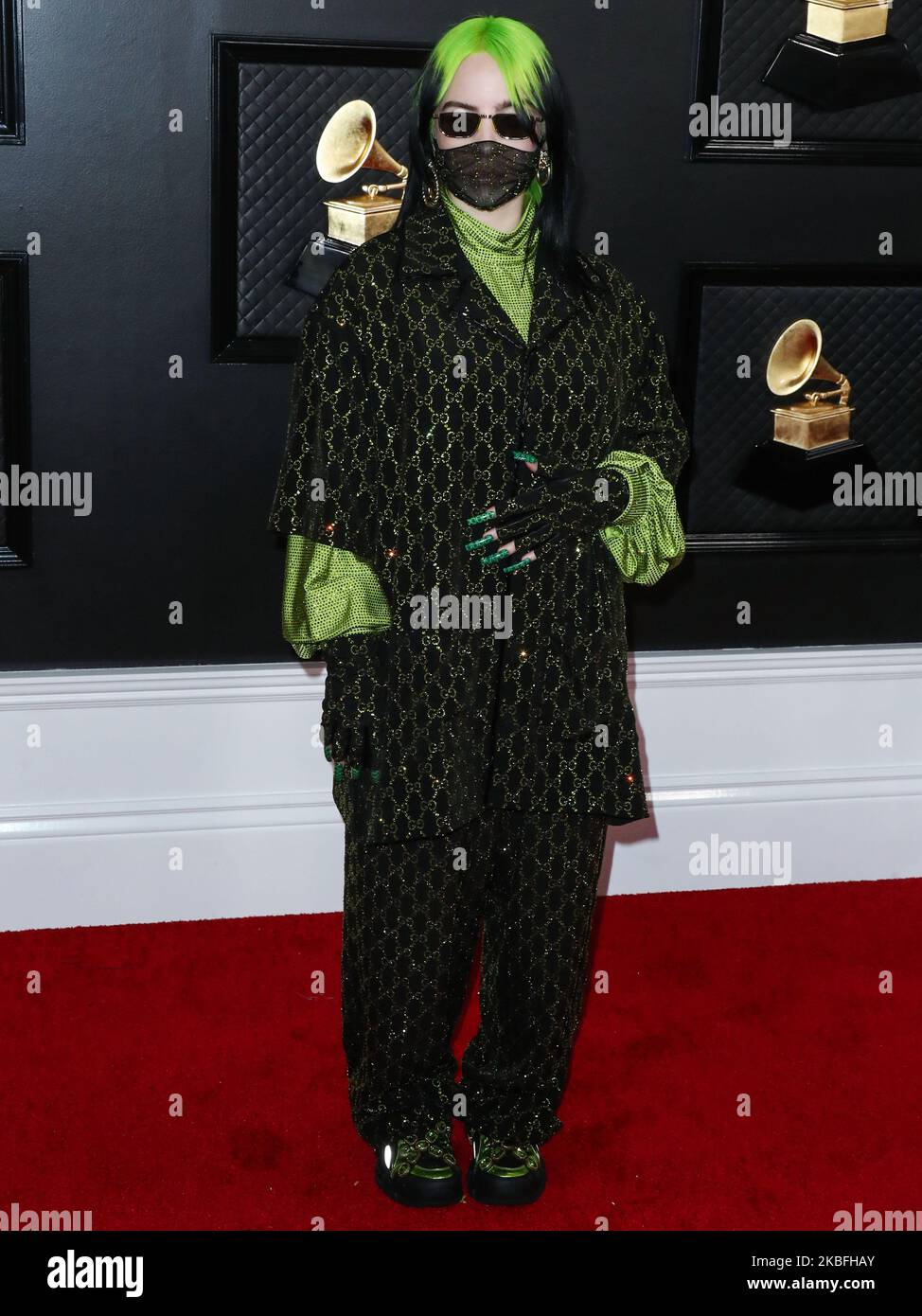 LOS ANGELES, CALIFORNIA, USA - JANUARY 26: Singer Billie Eilish wearing ...
