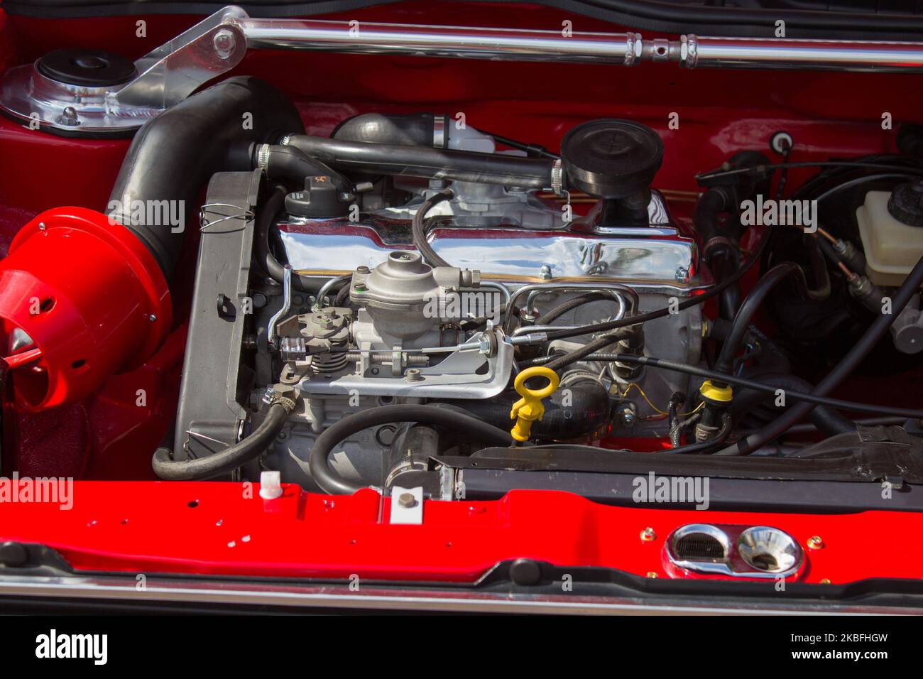 new state of the old car engine in the red Stock Photo - Alamy