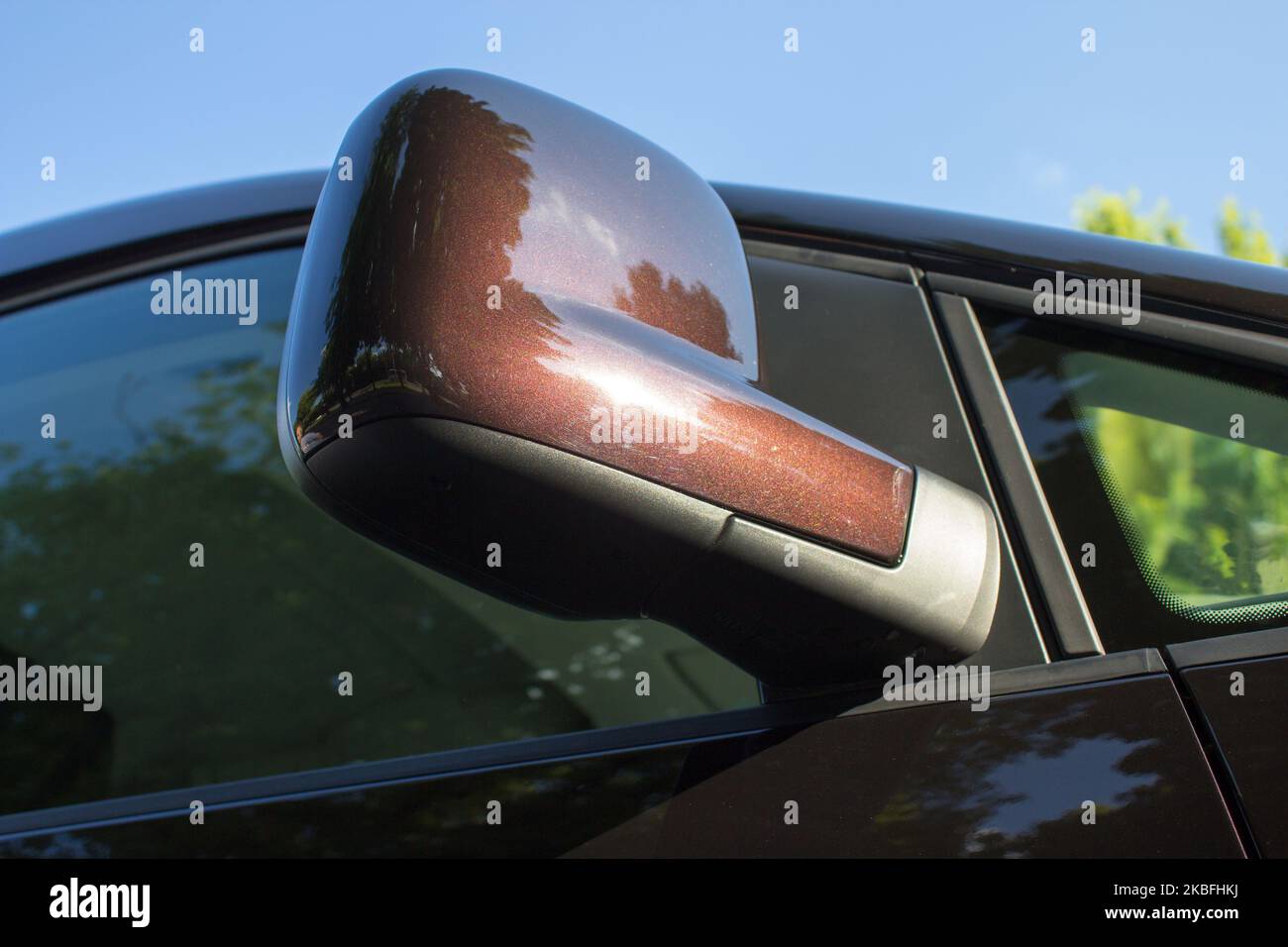 black side mirror of a car reflection Stock Photo - Alamy