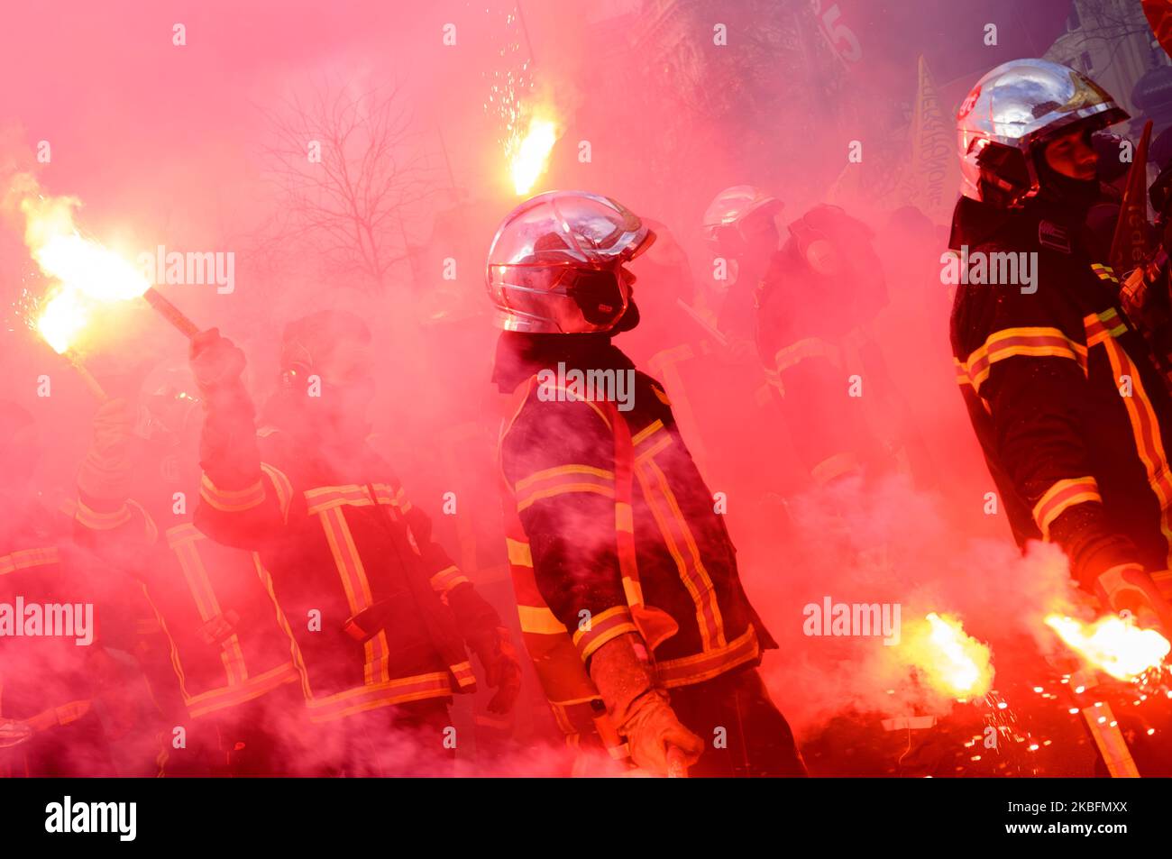 The firefighters demonstrated in Paris, France on January 28, 2020 to ...