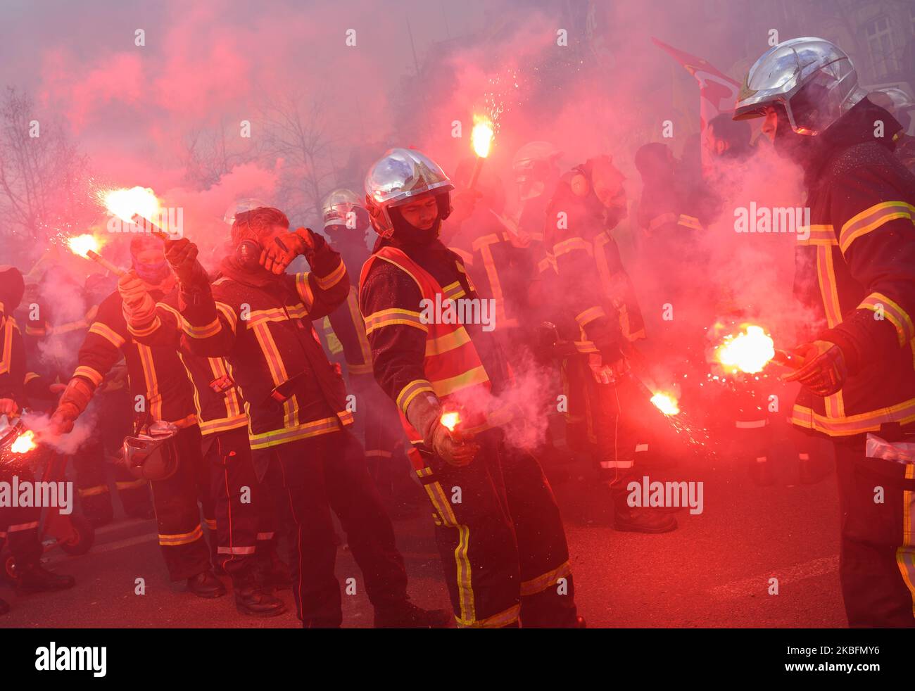 The firefighters demonstrated in Paris, France on January 28, 2020 to ...