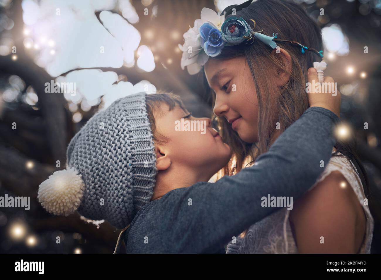 Cute Baby Girl And Boy Kissing