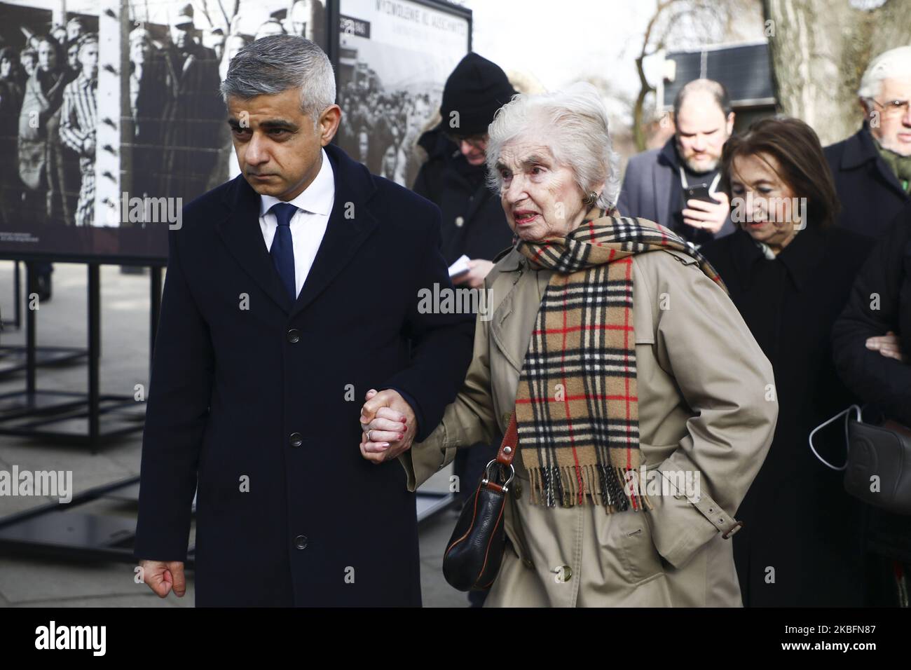 Mayor of London, Sadiq Khan and Auschwitz survivor, Renee Salt, attend ...