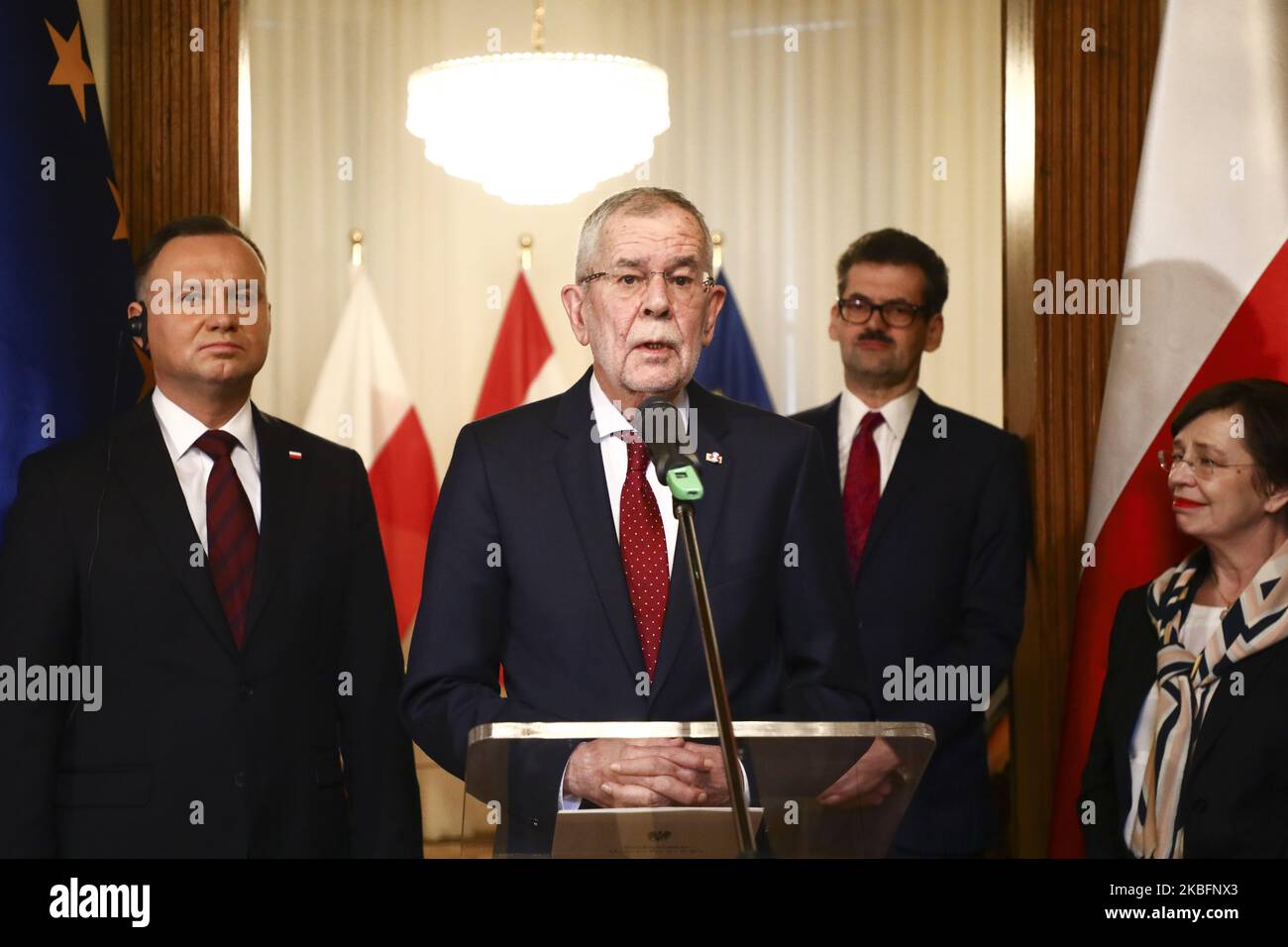 The presidents of Austria Alexander Van der Bellen speaks during a ...