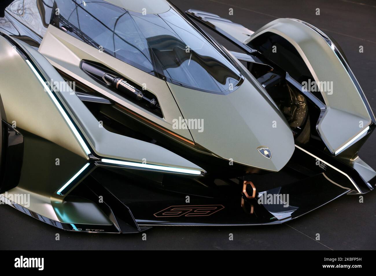 A Lamborghini Lambo V12 Gran Turismo is displayed during the press day ...