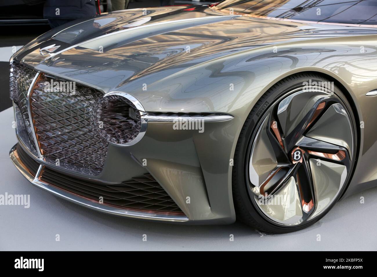 A Bentley Exp 100 GT concept-car is displayed during the press day of ...