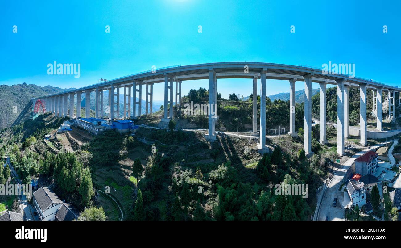 Aerial photos show the construction of the Dafaqu Grand Bridge has been ...