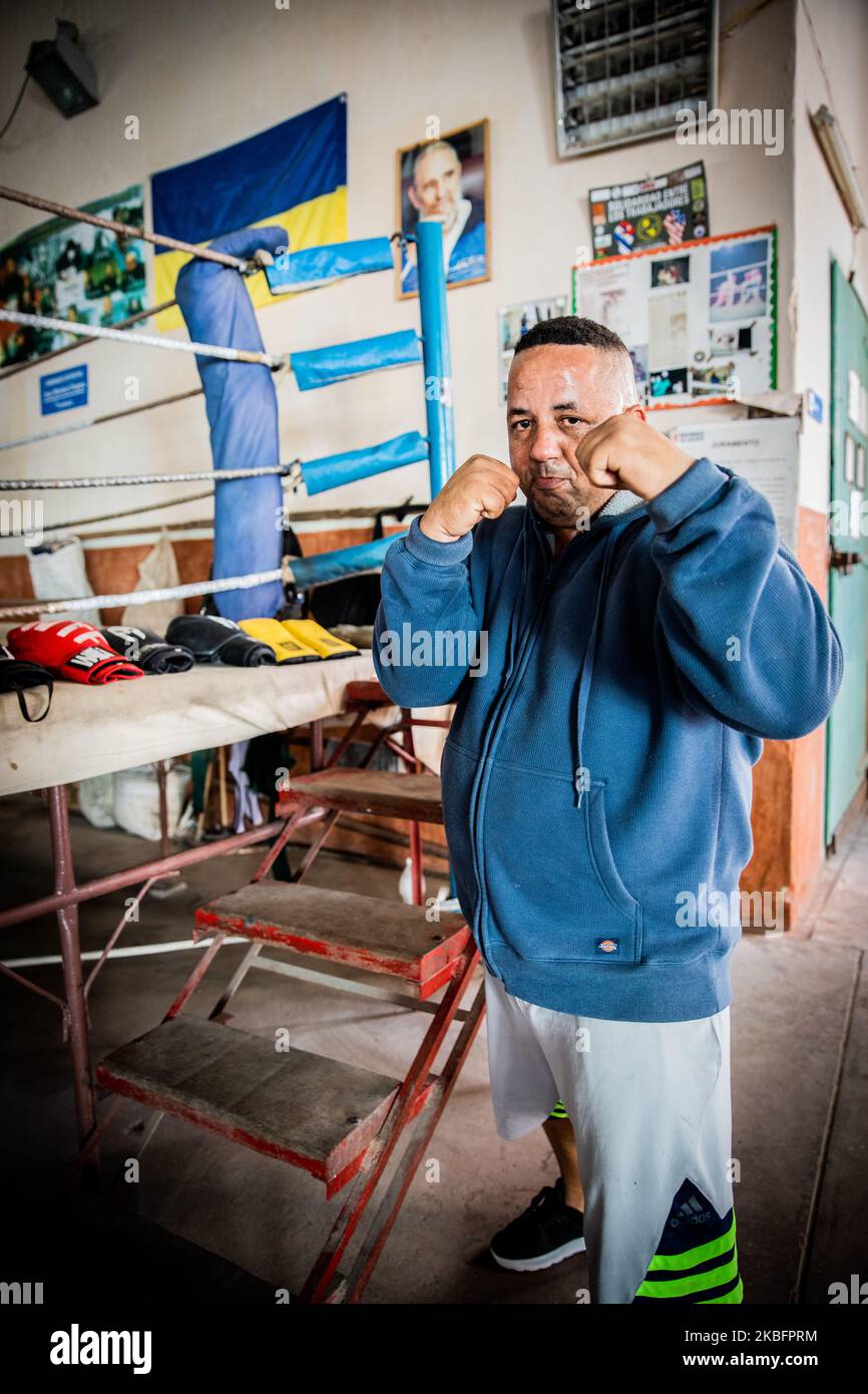 A portrait of a boxer in the Radames Castillo Boxing Gym in Old Havana ...