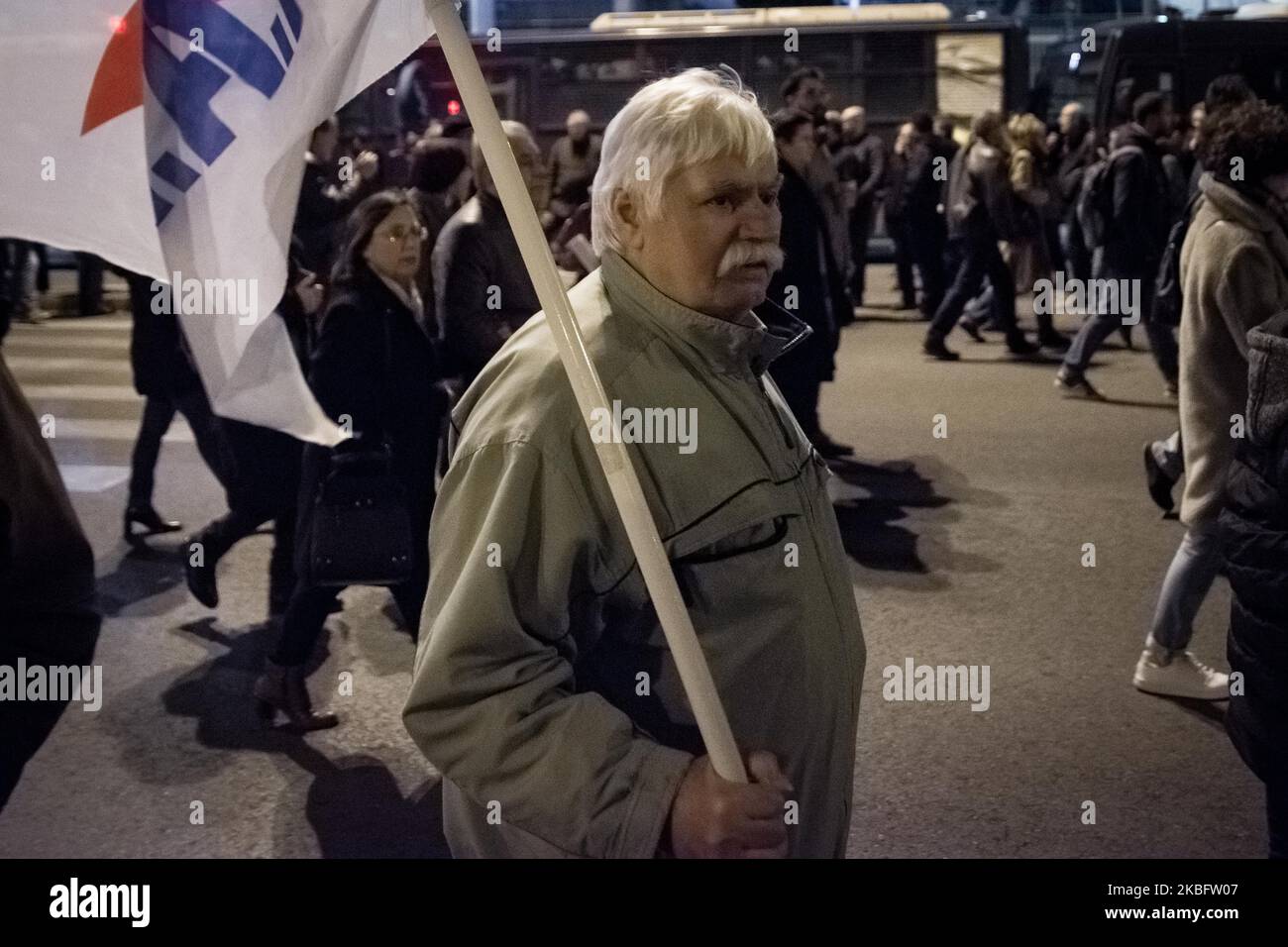 Protest by members of the Greek Communist Party, against the new ...