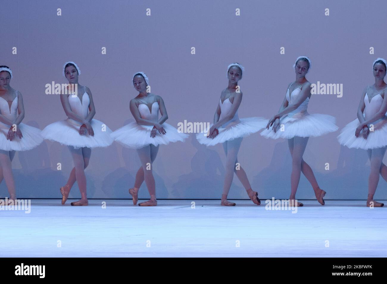 The Ballet dancers are seen during the performance of 'Swan Lake' of ...