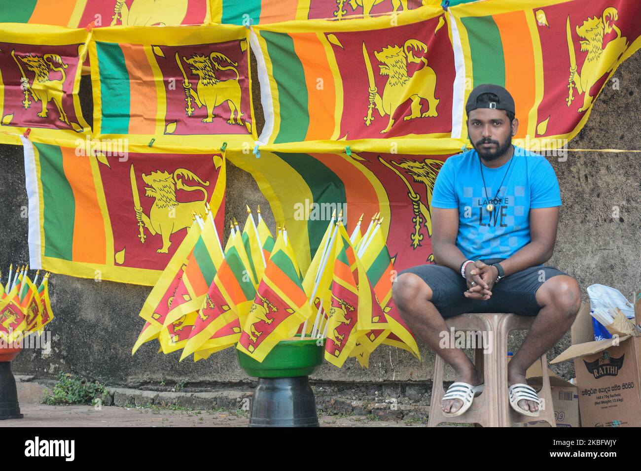 A Vendor sells national flags onward of the Sri Lankan Independence Day ...