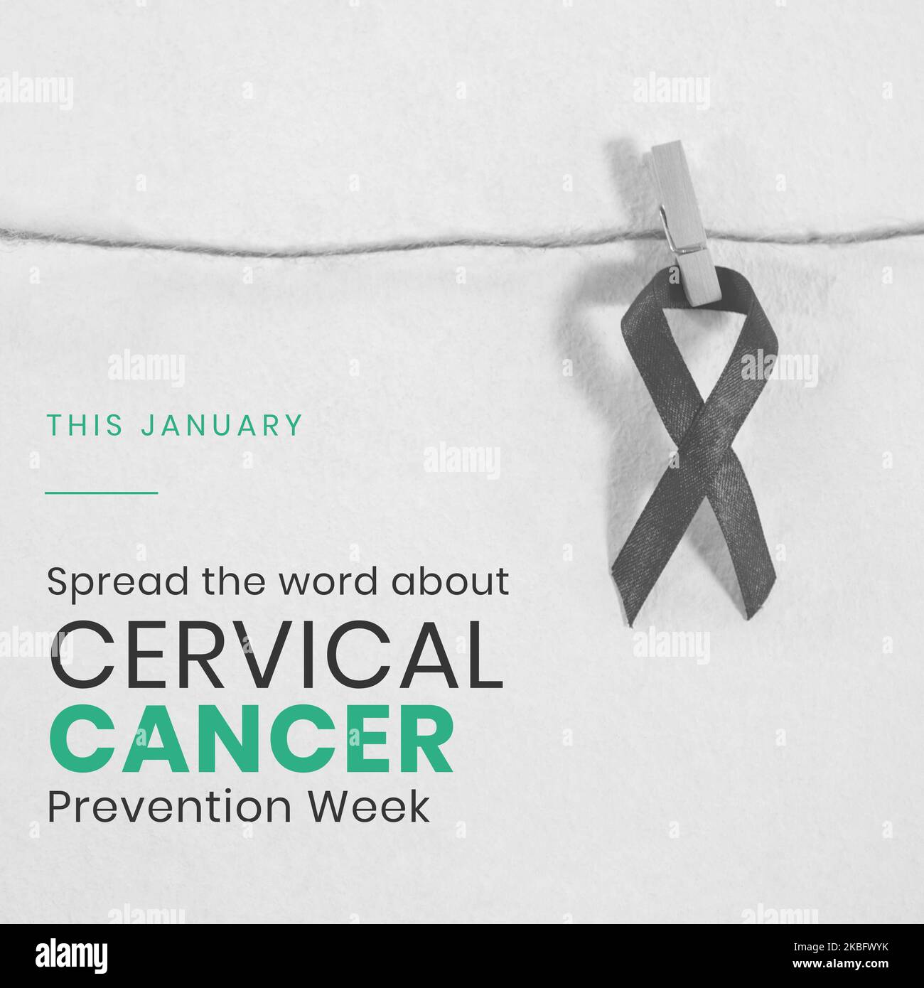 Composition Of Cervical Cancer Awareness Week Text Over Ribbon Stock