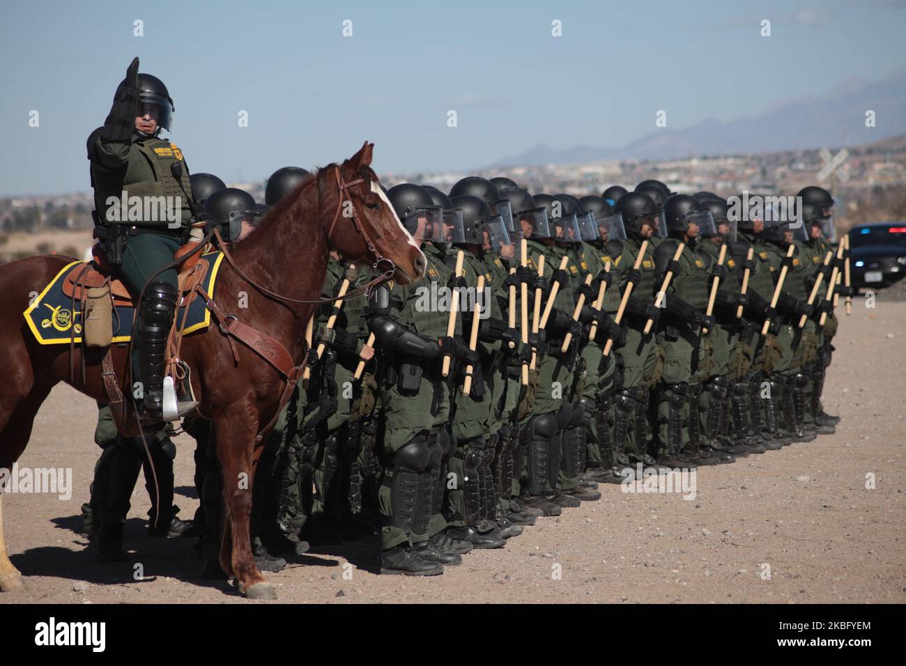 U.S. Border Patrol agents conduct a training exercise in the Anapra ...