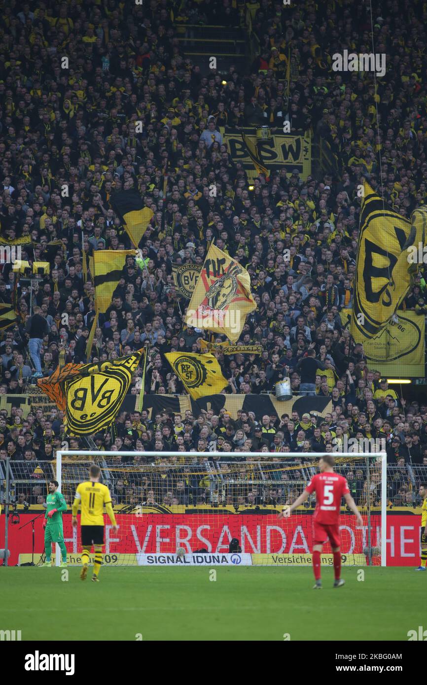 Borussia fans pictured during the 2019/20 Bundesliga fixture between ...
