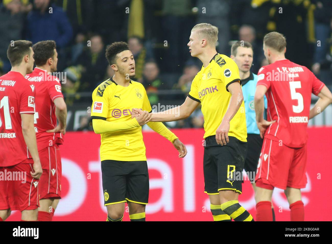 Erling Haland (Borussia Dortmund) and Jadon Sancho (Borussia Dortmund ...