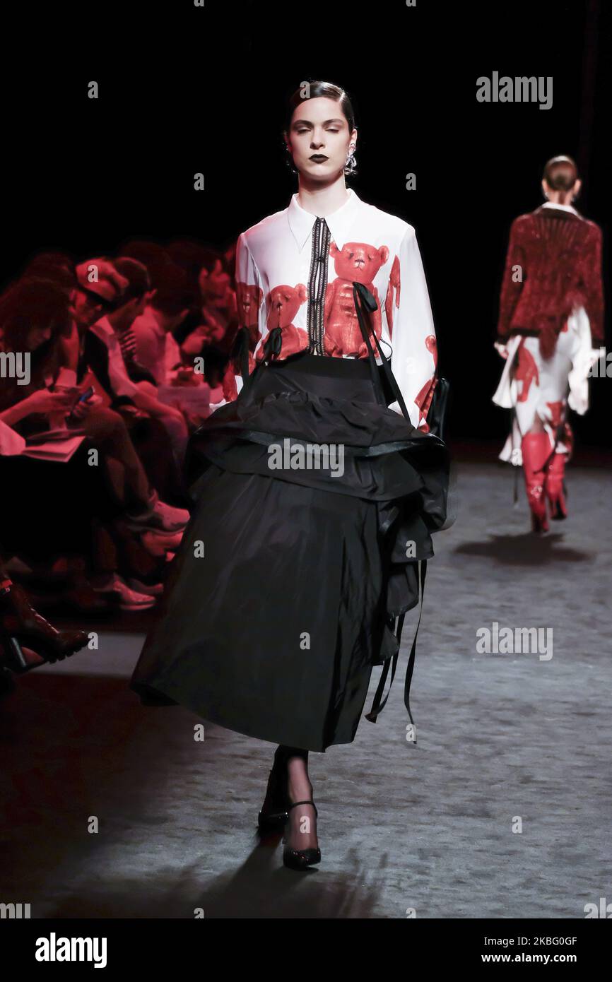 A model walks the runway at the JUAN VIDAL fashion show during Mercedes ...