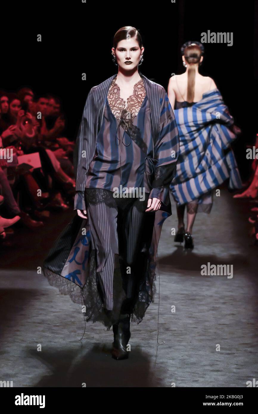 A model walks the runway at the JUAN VIDAL fashion show during Mercedes ...