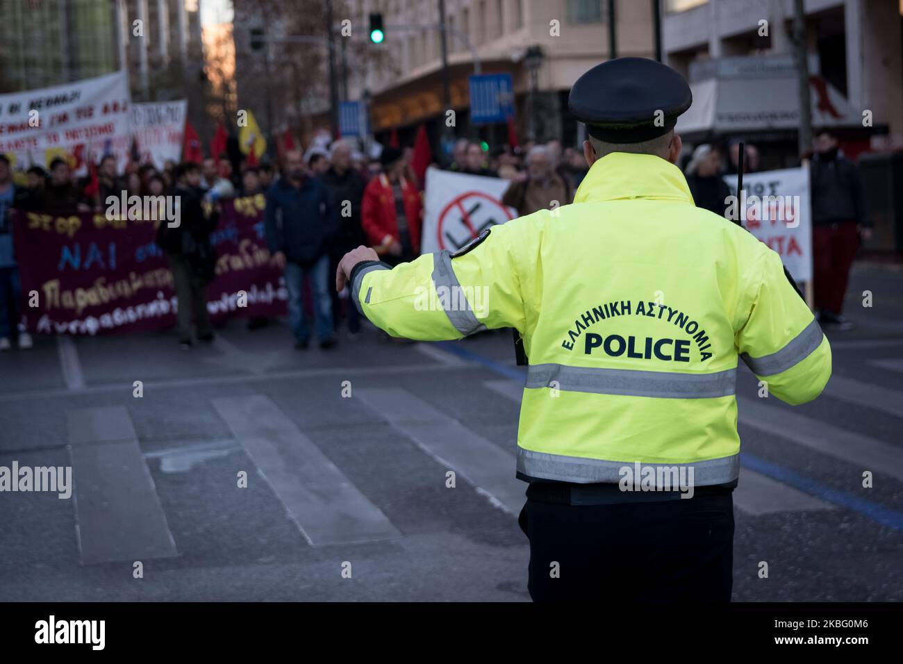 Anti-Fascist march towards the headquarters of Golden Dawn Party in ...