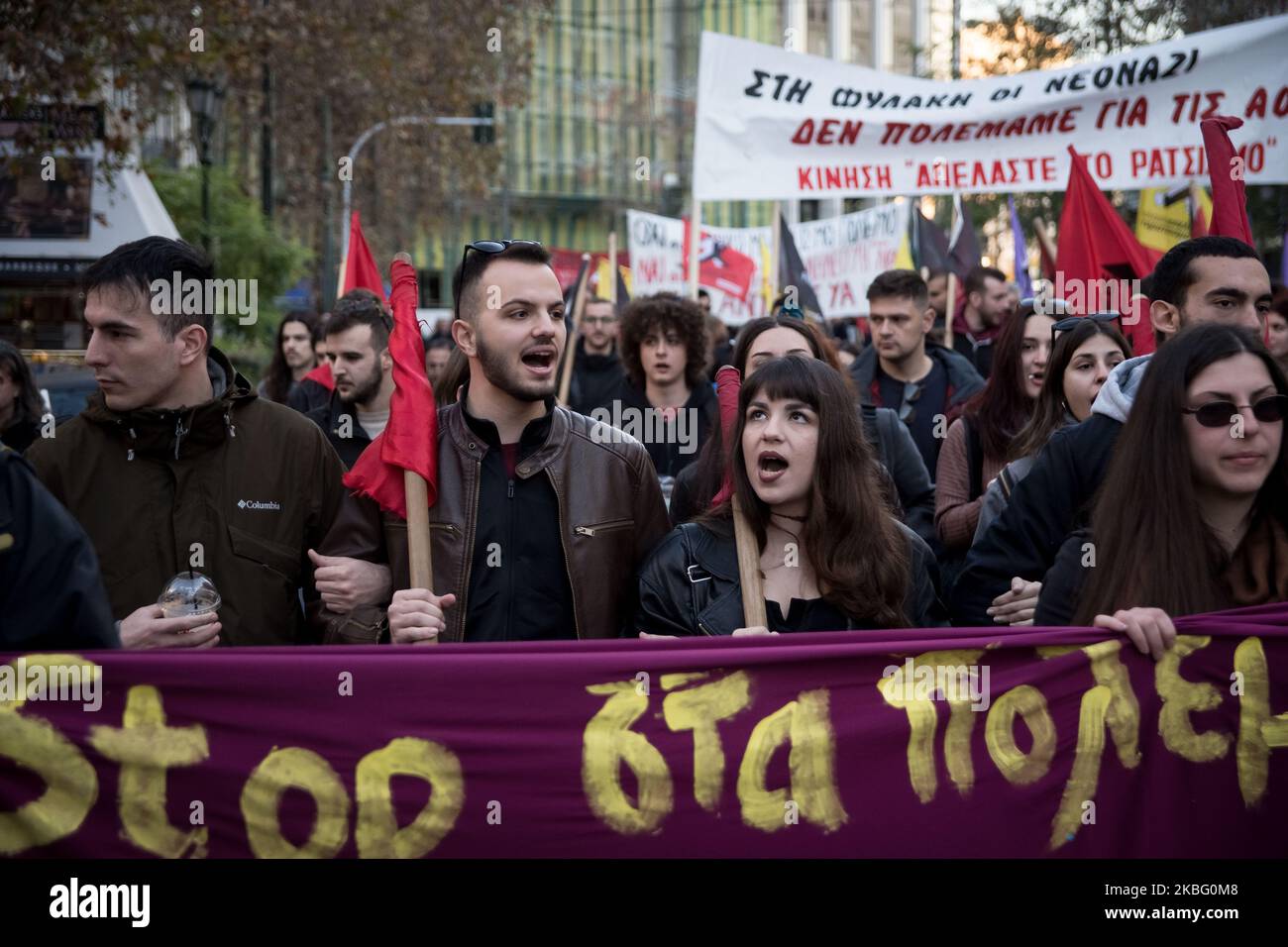 Anti-Fascist march towards the headquarters of Golden Dawn Party in ...