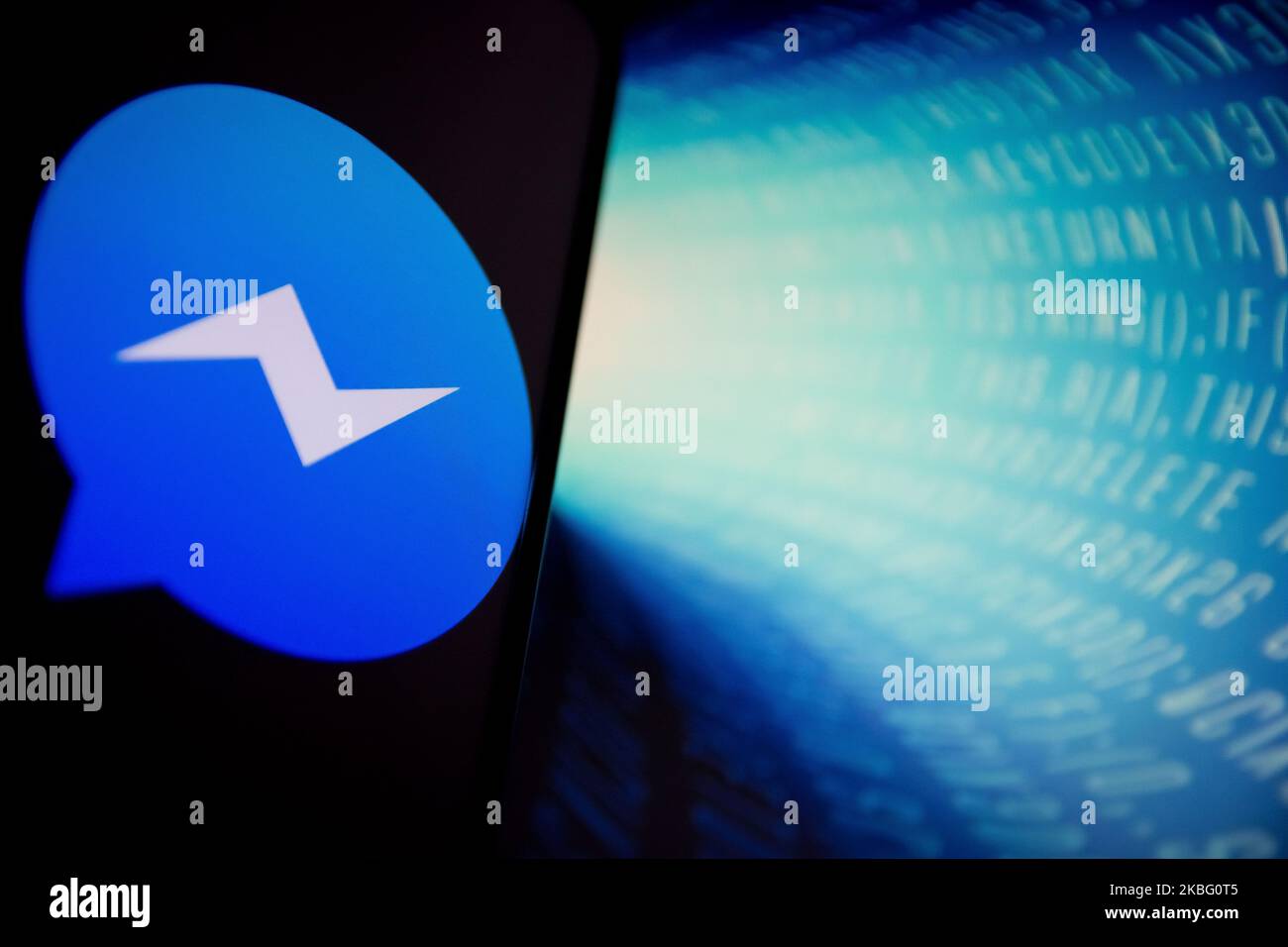 In this photo illustration a Messenger App logo is displayed on a ...