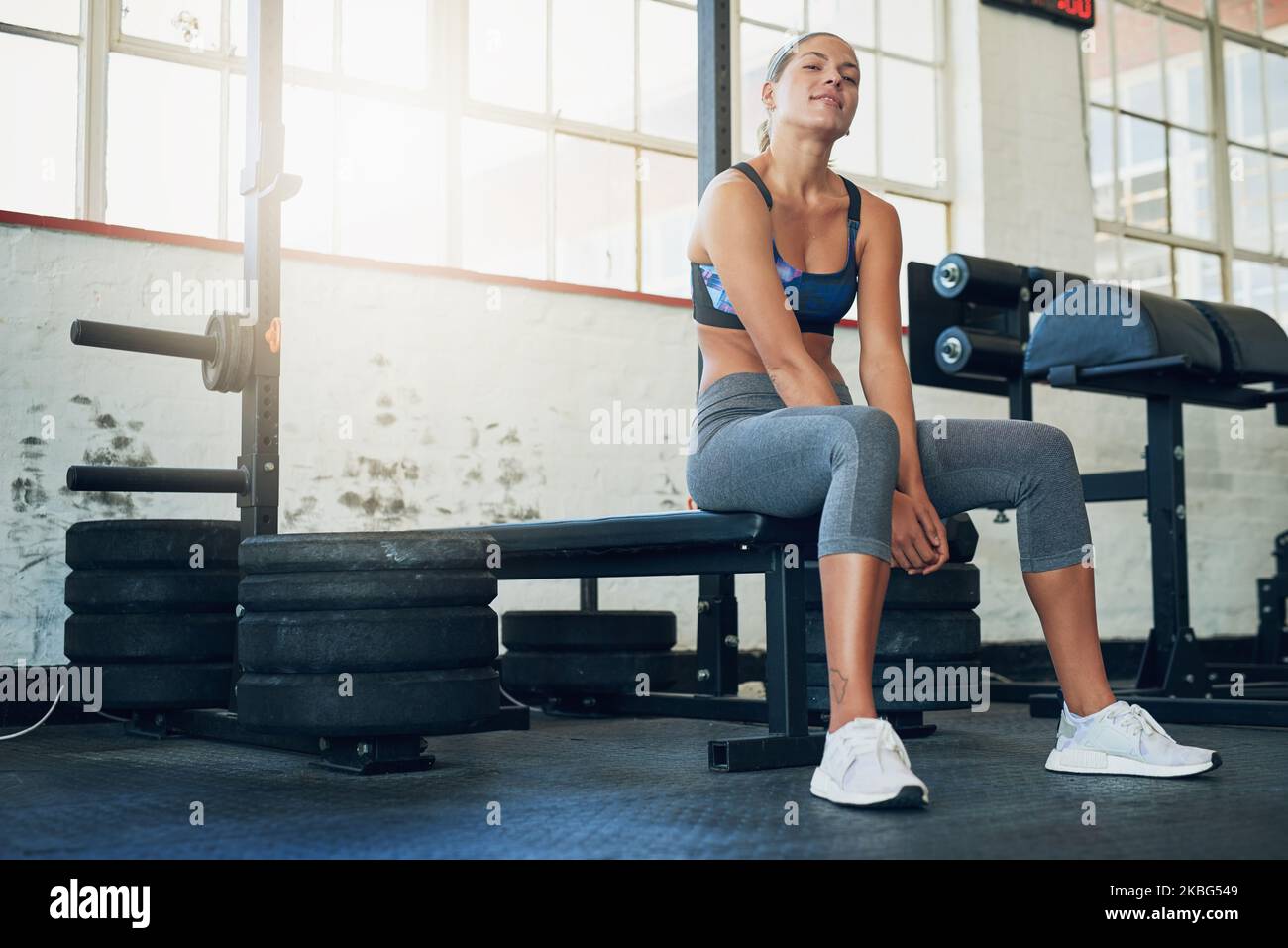 Woman workout in gym interior hi-res stock photography and images - Alamy
