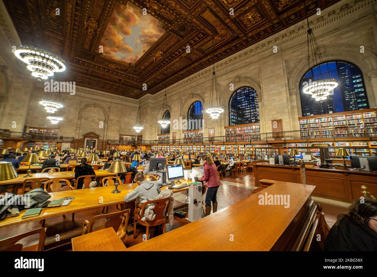 Inside the Rose Main Reading Room, the main reading room with side ...