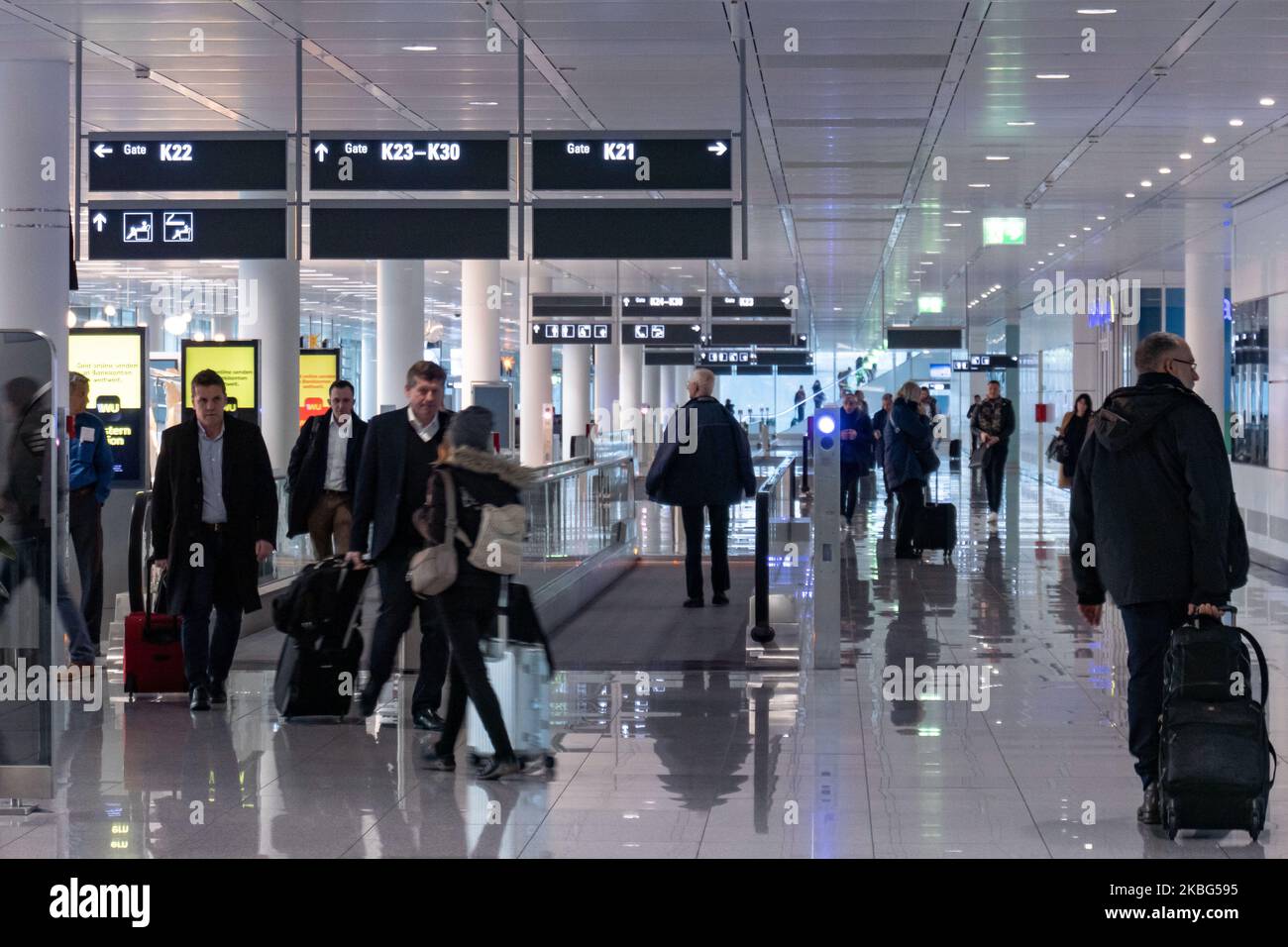 Interior of the Terminal 2 and K gates area of Munich Airport ...
