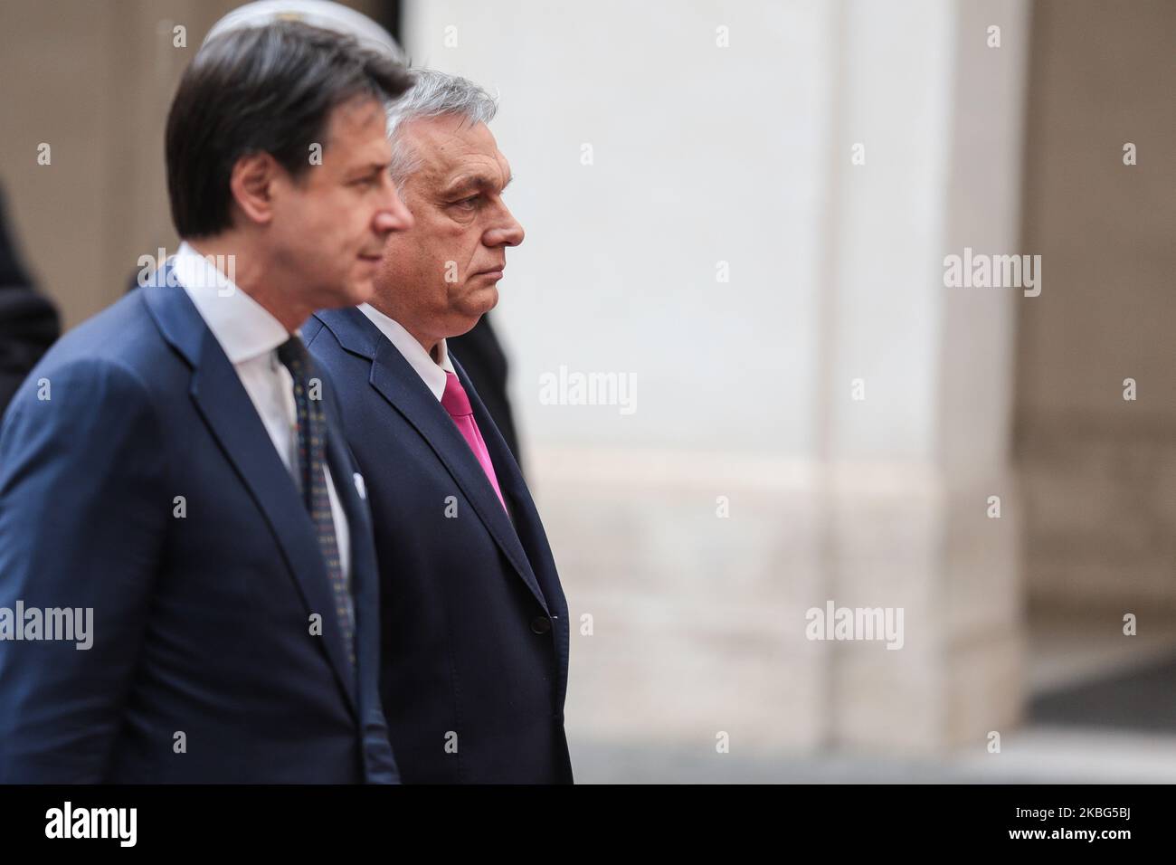 Italian Prime Minister Giuseppe Conte (L) and Prime Minister of Hungary ...