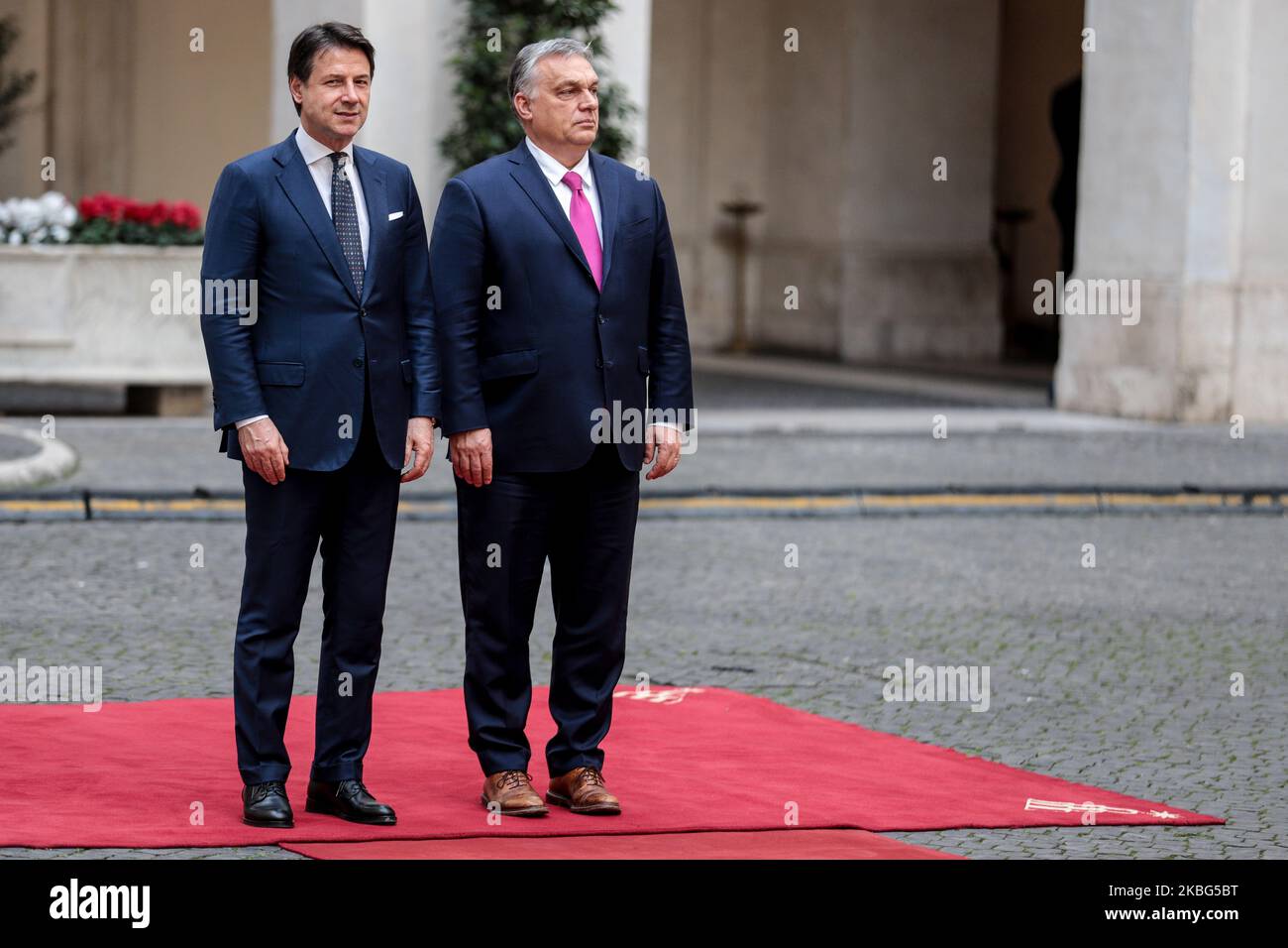 Italian Prime Minister Giuseppe Conte (L) and Prime Minister of Hungary ...