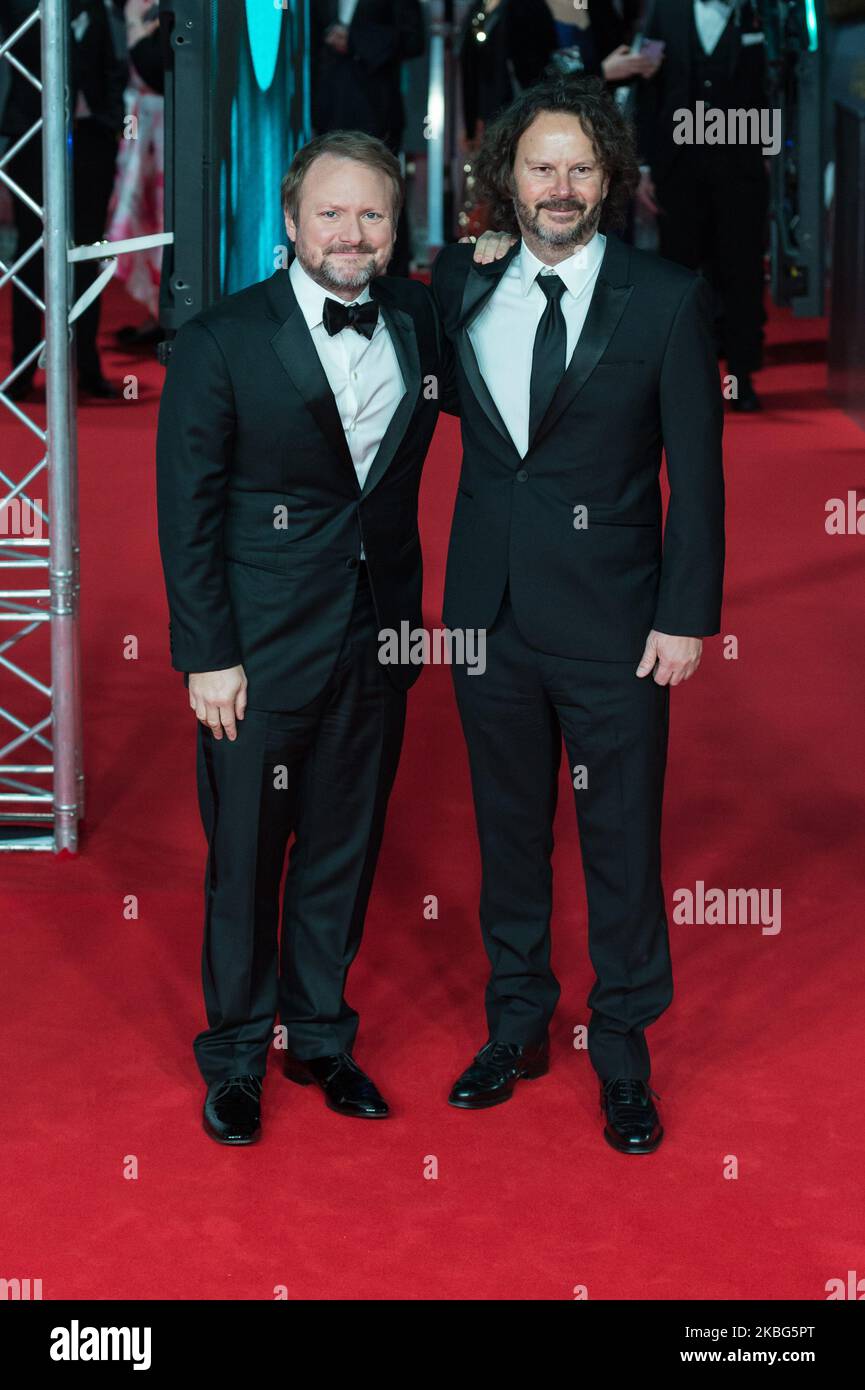 Rian Johnson and Ram Bergman attend the EE British Academy Film Awards ...