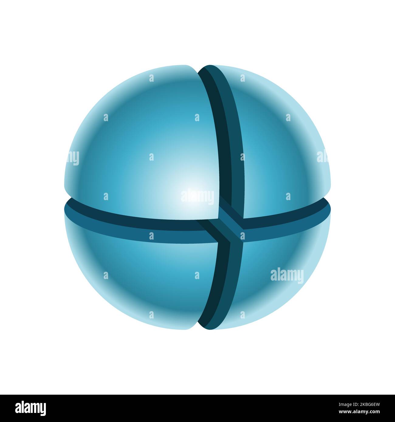 Blue shiny sphere made out four pieces. Company logo design template ...