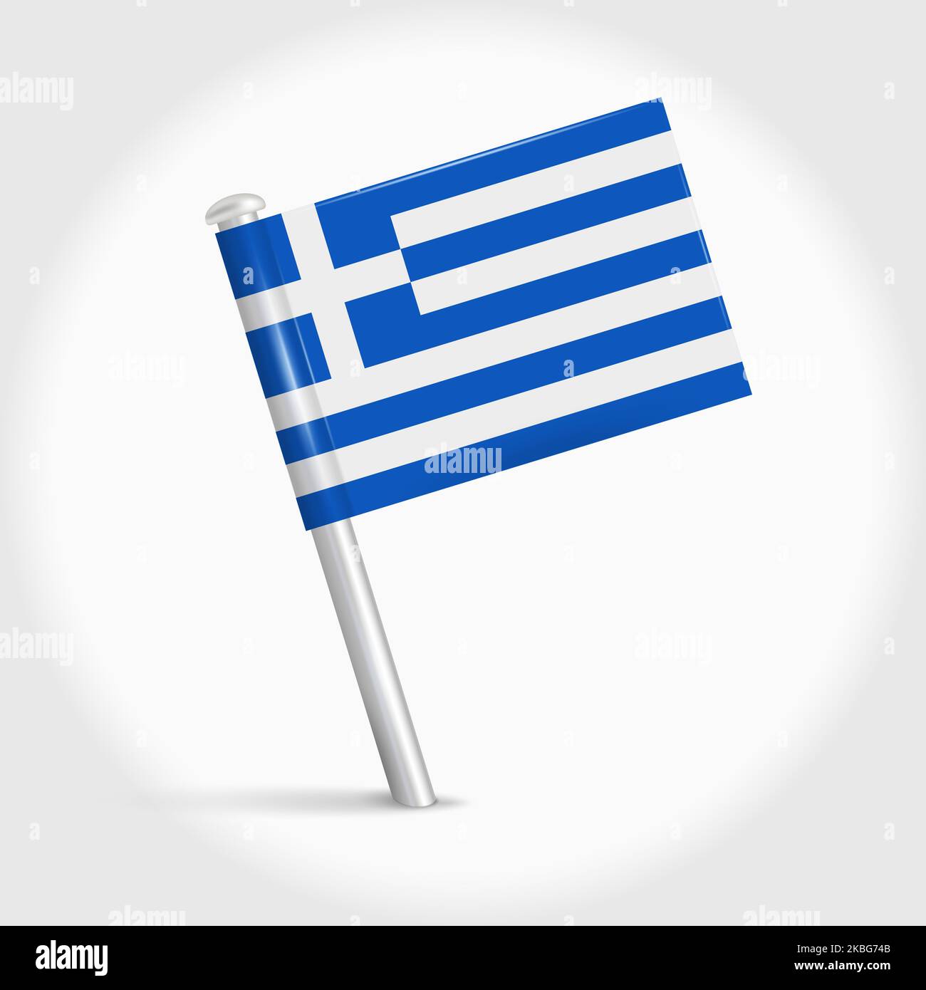 Greece map pin flag icon. Greek pennant map marker on a metal needle ...