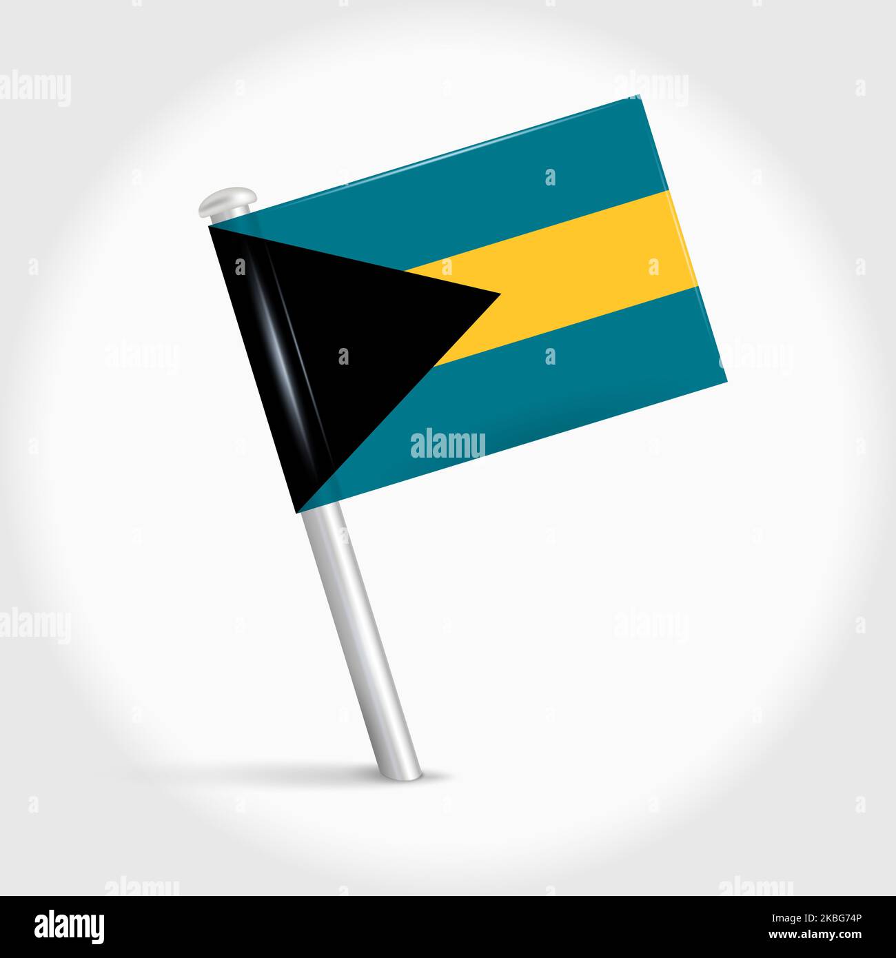 Bahamas map pin flag icon. Bahamian pennant map marker on a metal ...