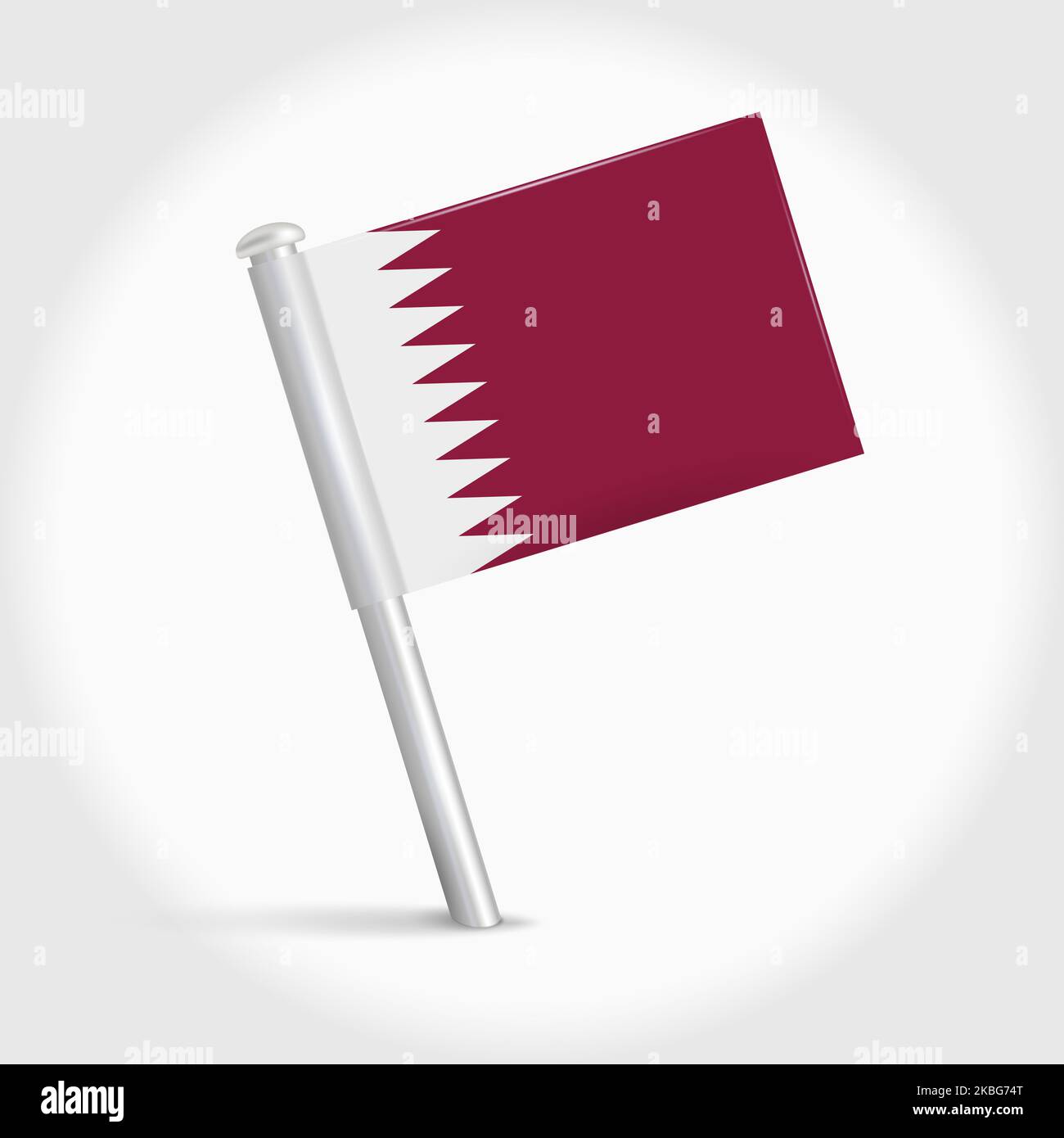 Qatar map pin flag icon. Qatari pennant map marker on a metal needle ...