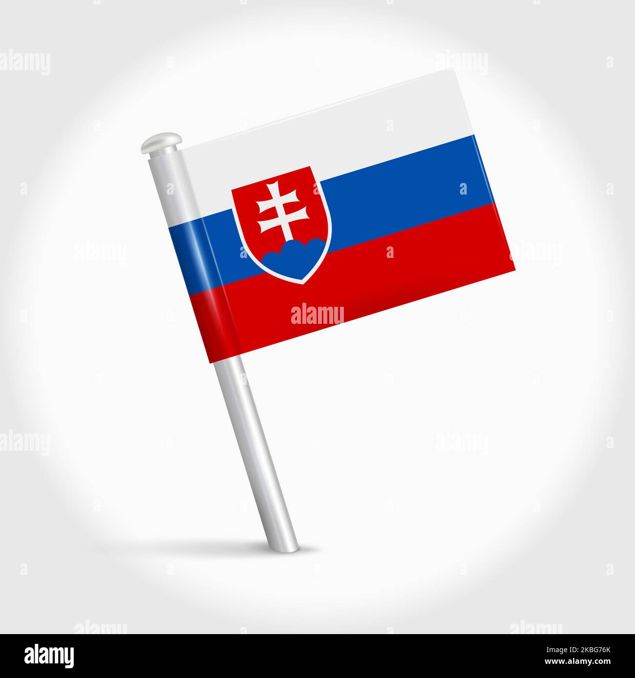 Slovakia map pin flag icon. Slovak pennant map marker on a metal needle ...