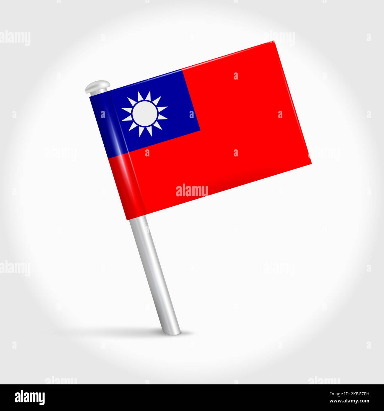 Taiwan map pin flag icon. Taiwanese pennant map marker on a metal ...