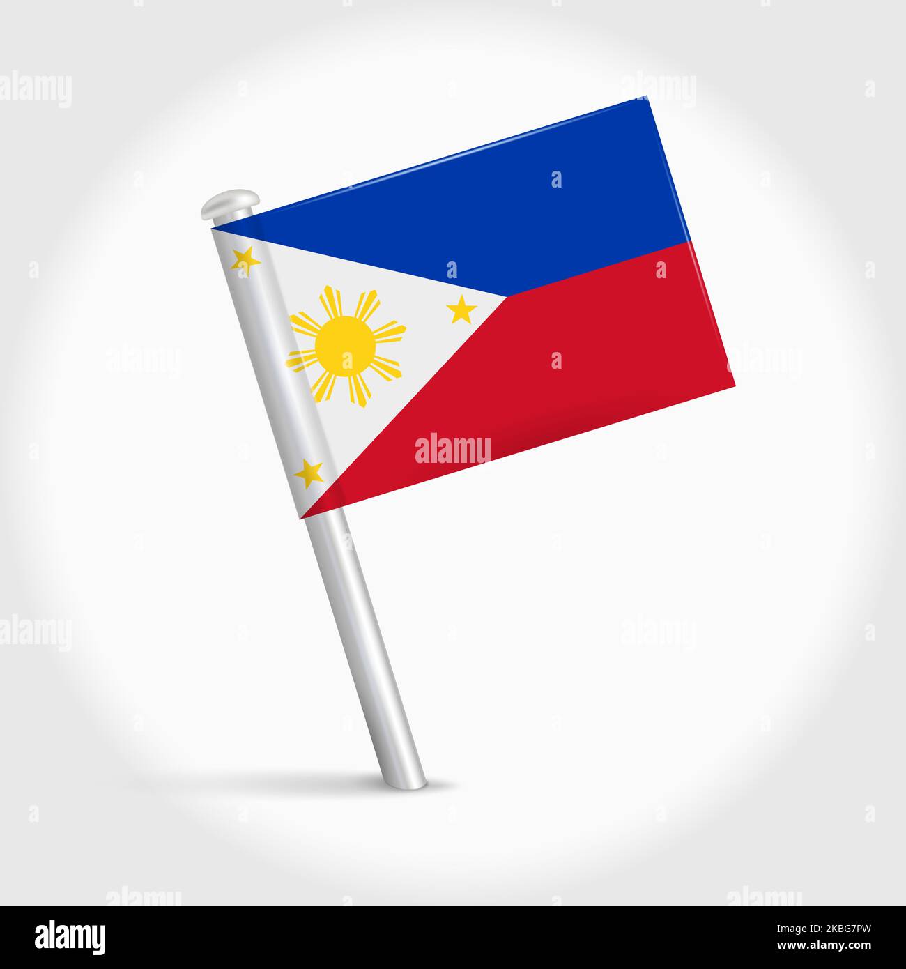 Philippines map pin flag icon. Philippine pennant map marker on a metal ...
