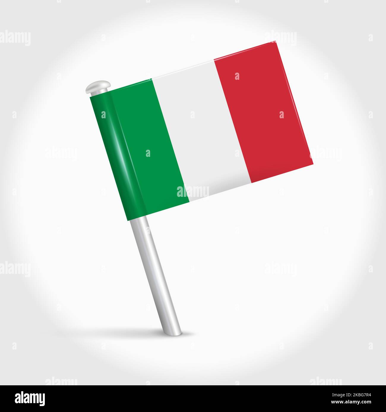 Italy map pin flag icon. Italian pennant map marker on a metal needle ...