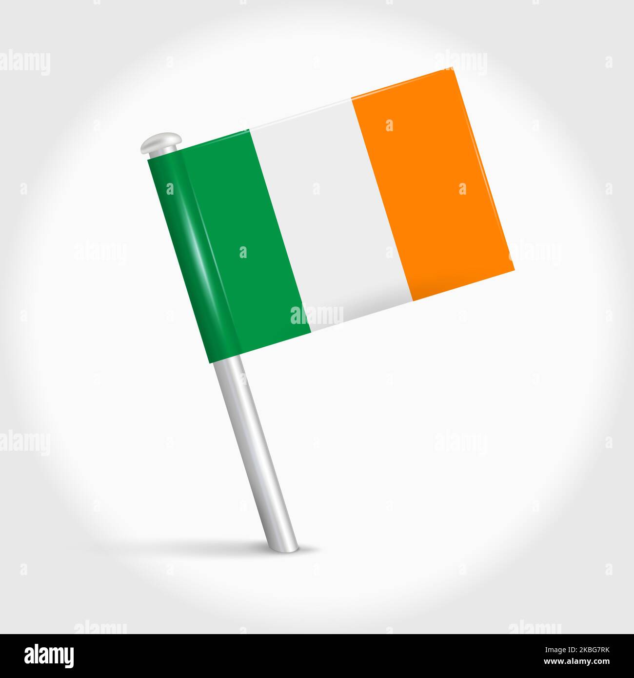 Ireland map pin flag icon. Irish pennant map marker on a metal needle ...