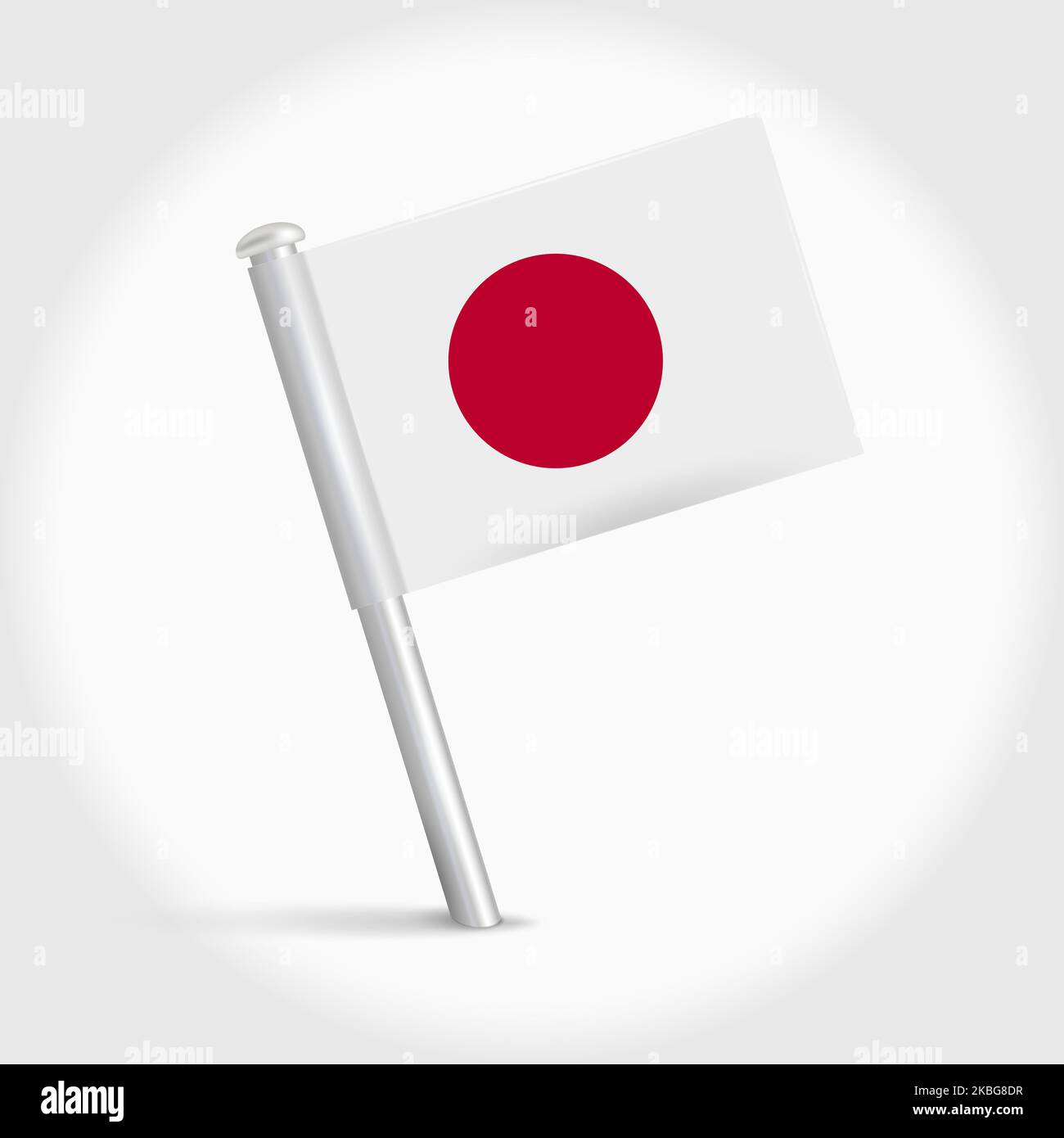 Japan map pin flag icon. Japanese pennant map marker on a metal needle ...