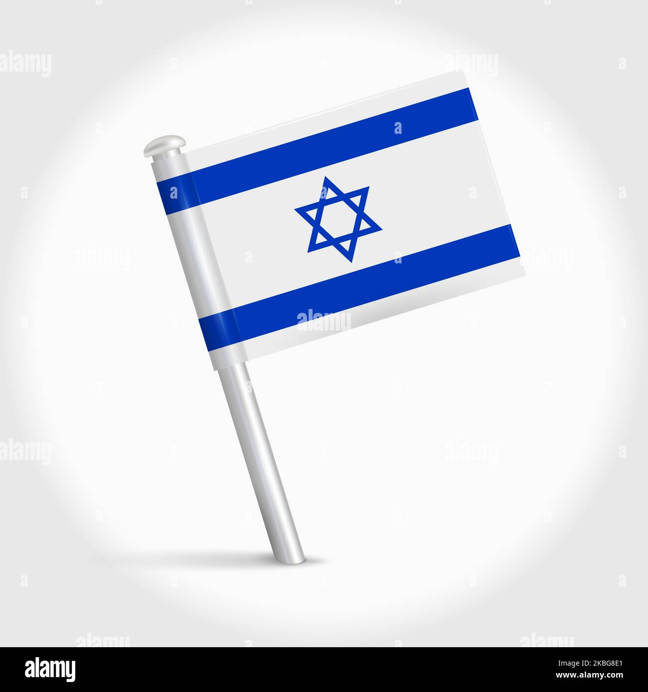 Israel map pin flag icon. Israeli pennant map marker on a metal needle. 3D realistic ...