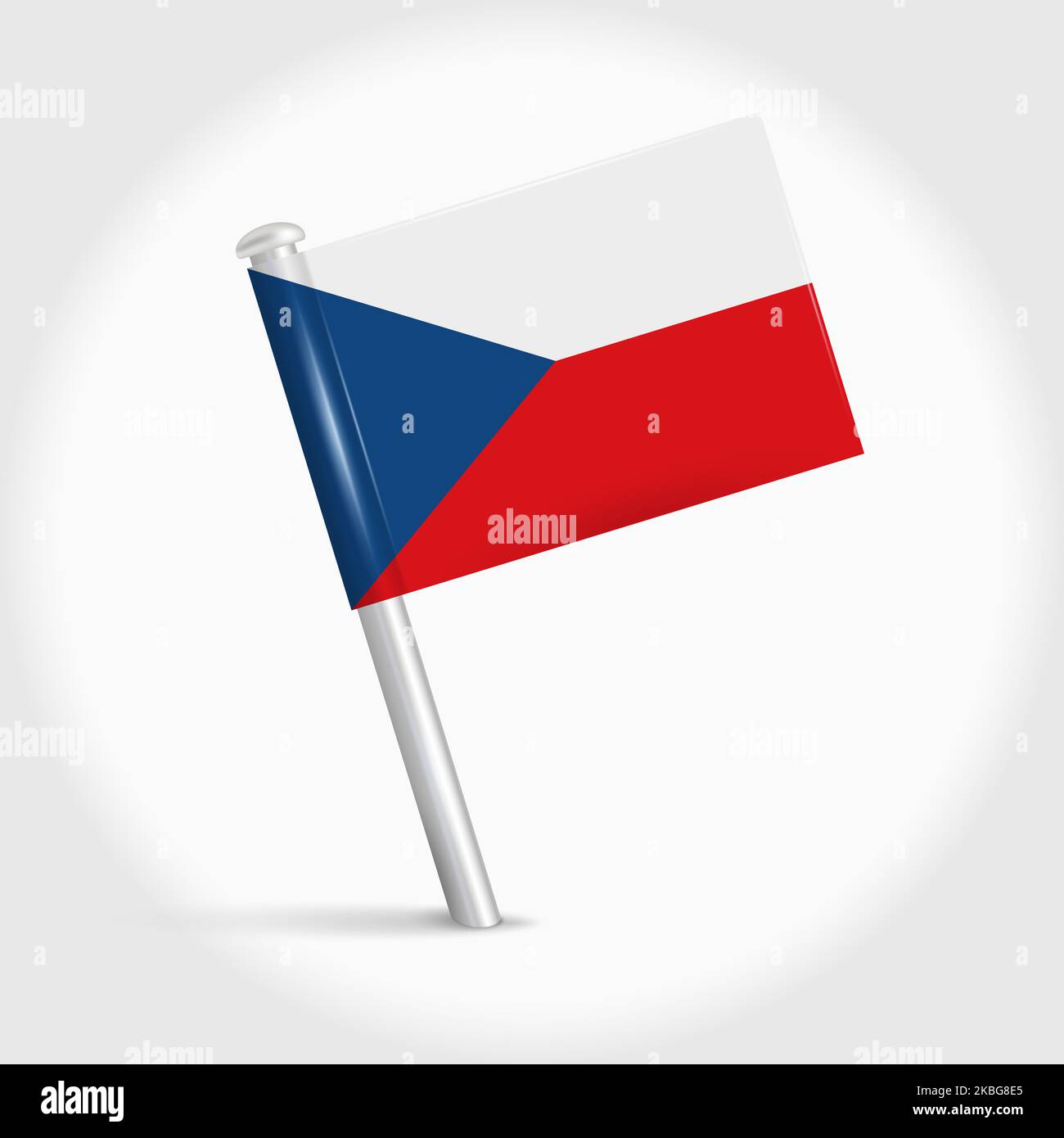 Czech Republic map pin flag icon. Czechia pennant map marker on a metal ...