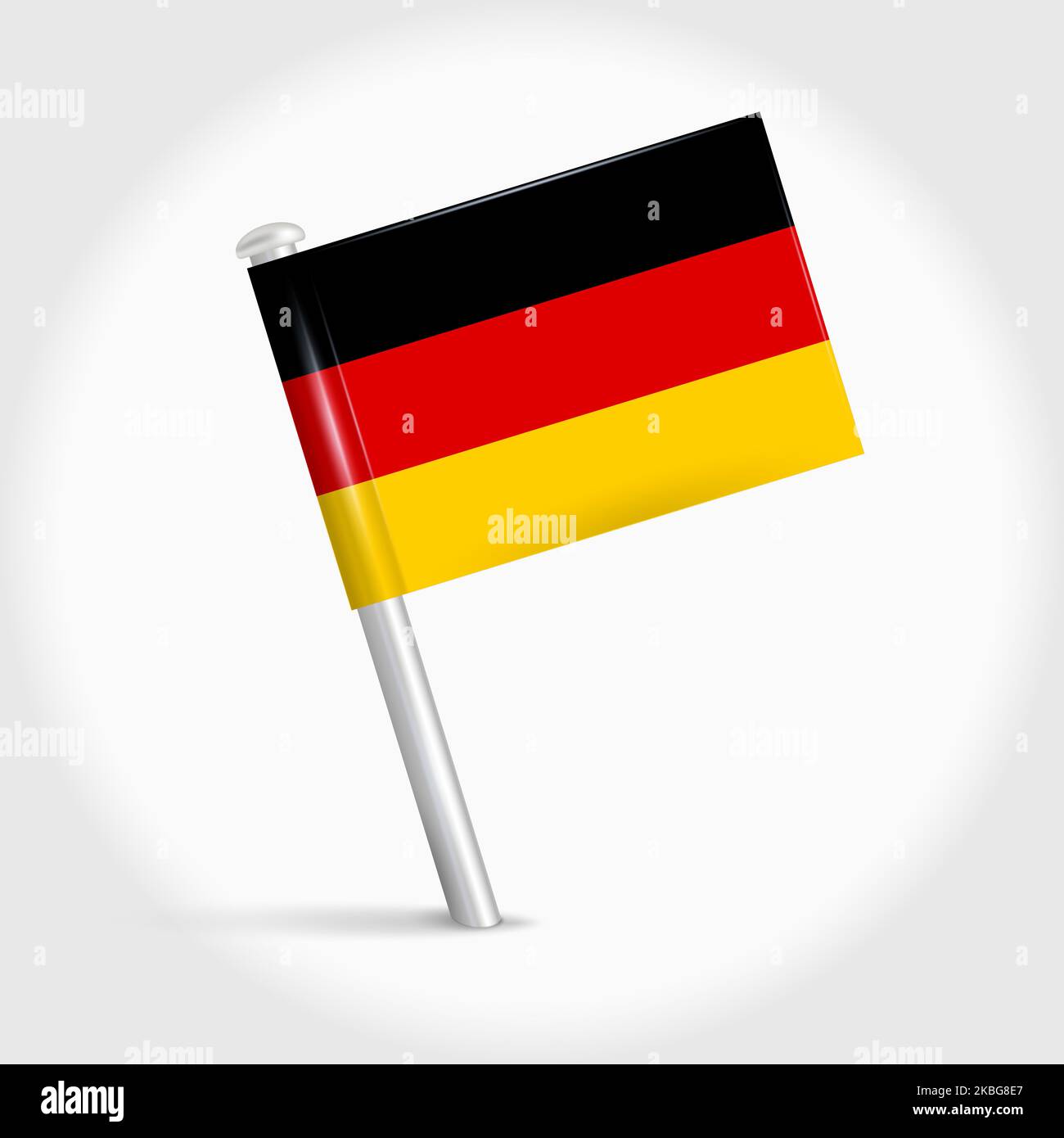 Germany map pin flag icon. German pennant map marker on a metal needle ...