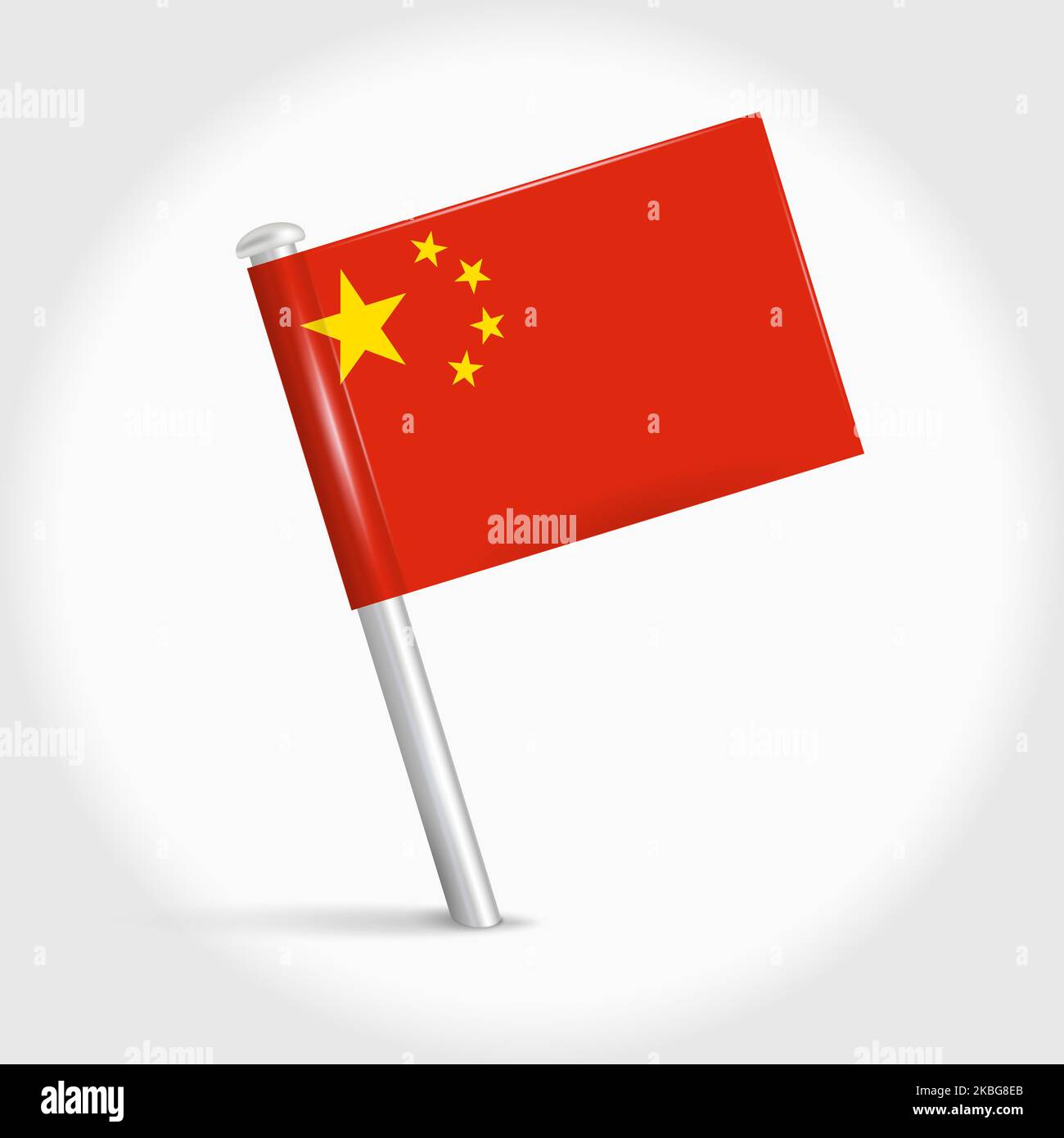 China map pin flag icon. Chinese pennant map marker on a metal needle ...
