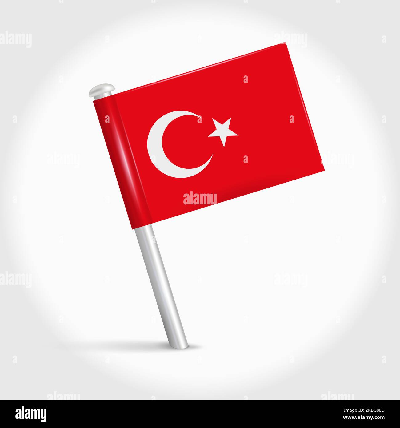 Turkey map pin flag icon. Turkish pennant map marker on a metal needle ...